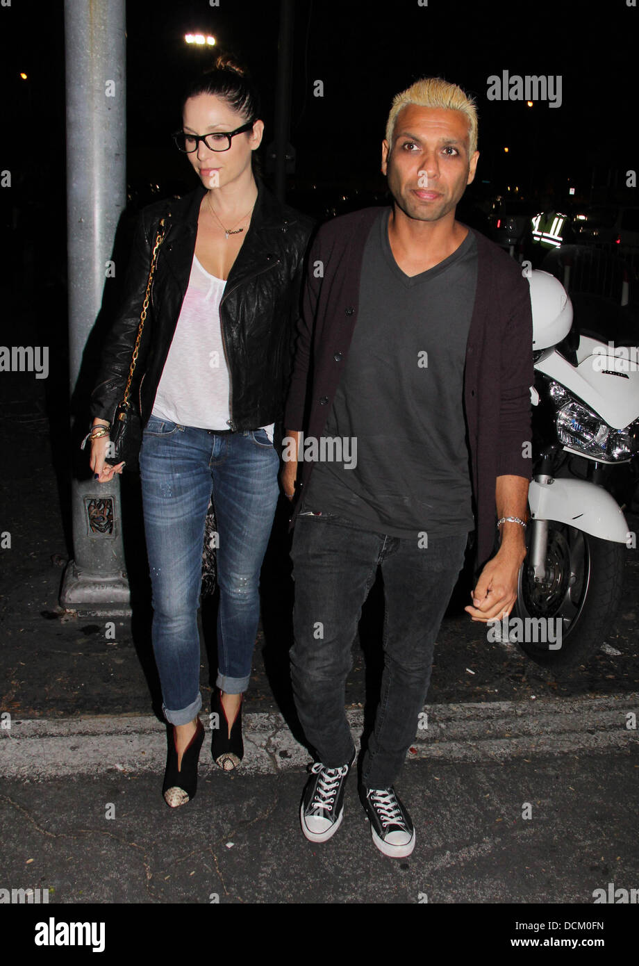 Erin Lokitz and Tony Kanal Celebrities arrive to watch the Foo Fighters ...