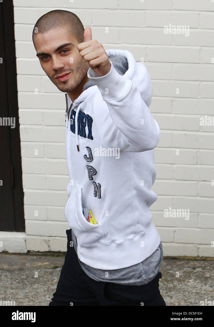 Max George of The Wanted arriving at the X Factor studios London ...