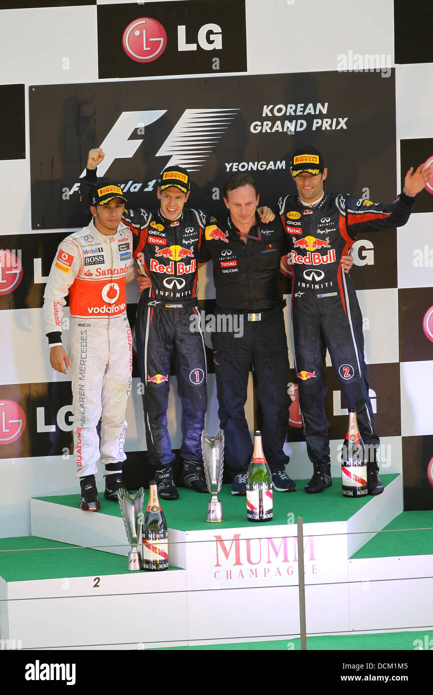 Sebastian Vettel, Lewis Hamilton and Mark Webber Korean F1 Grand Prix ...