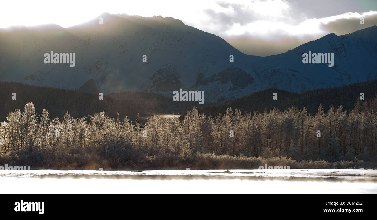 The Chilkat Valley under a covering of snow Stock Photo - Alamy