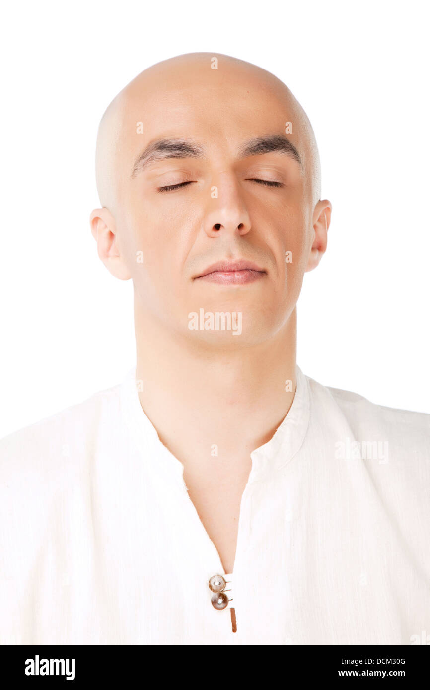face bald male meditation Stock Photo - Alamy