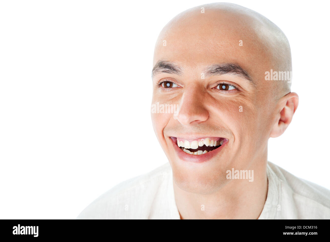 Bald man smiling Stock Photo - Alamy