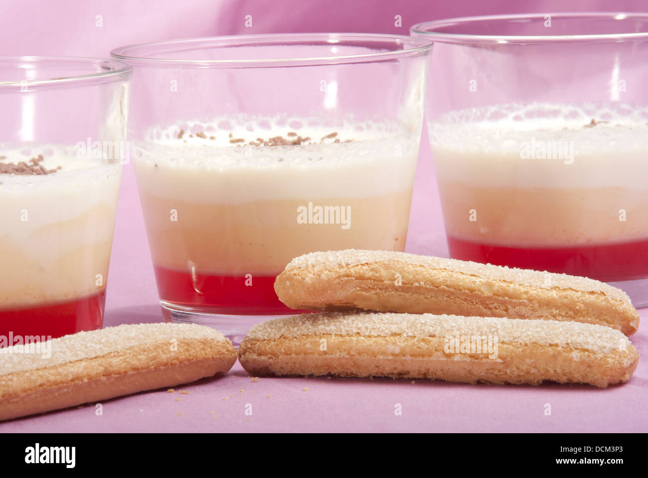 strawberry trifle with some organic egg cream Stock Photo - Alamy