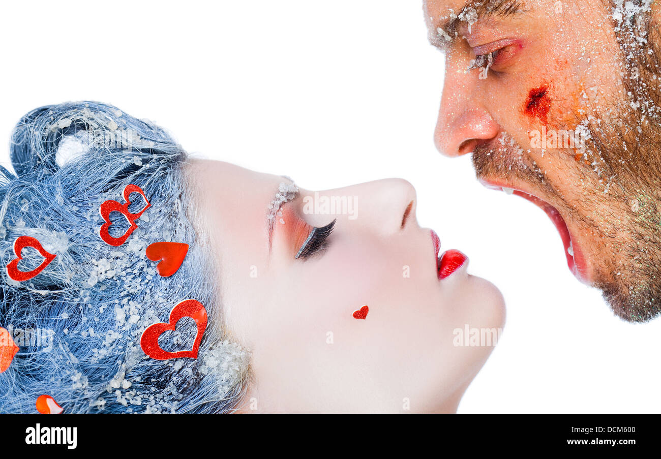 Young faces covered in frost makeup Stock Photo - Alamy