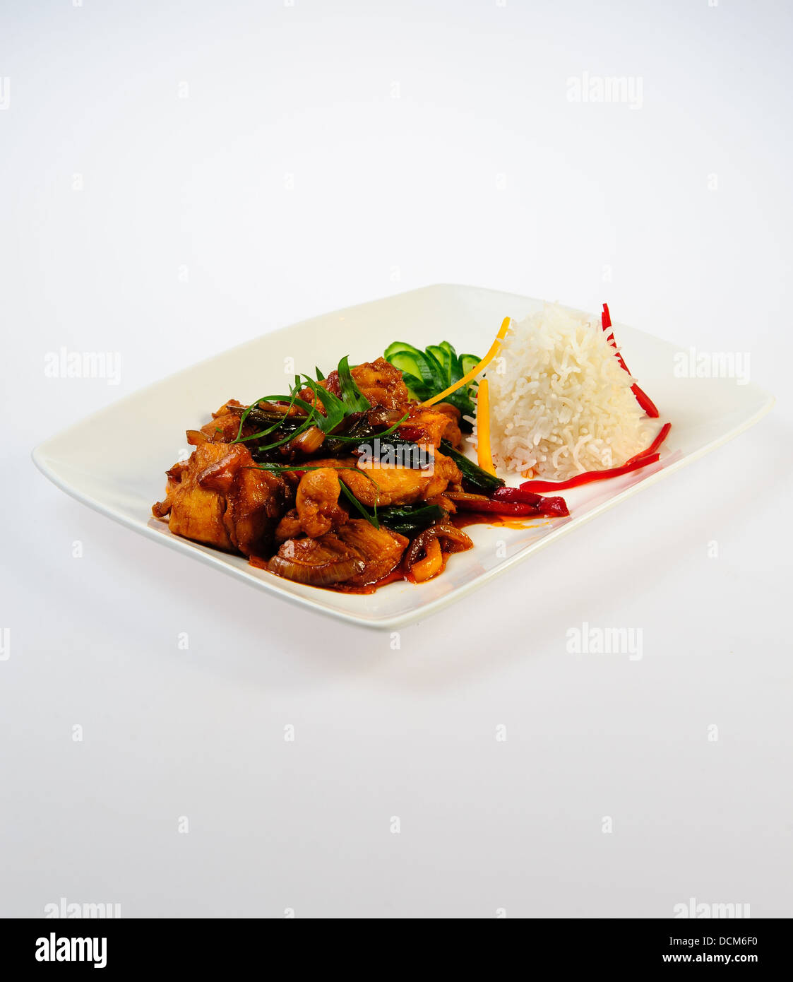 Chicken fillet with rice Stock Photo - Alamy