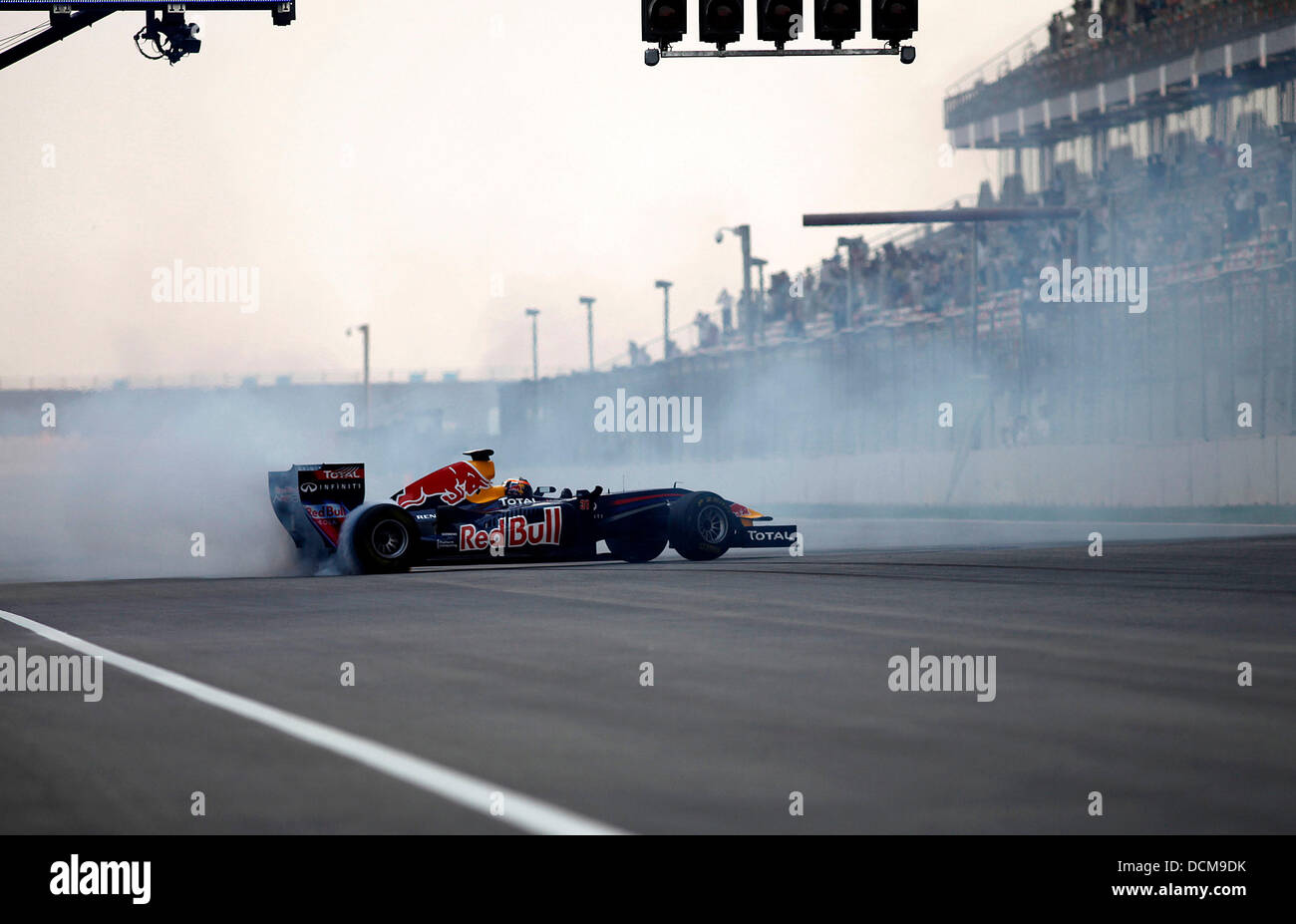 Neel Jani from Switzerland driving a demo on the new race track in a ...