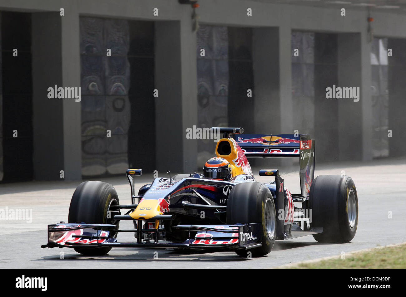 Neel Jani from Switzerland driving a demo on the new race track in a ...