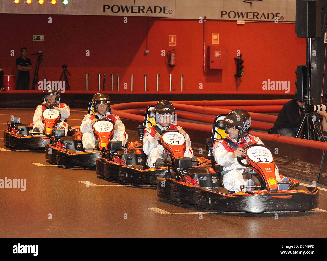 Real Madrid players participate in a kart race at Carlos Sainz Center ...