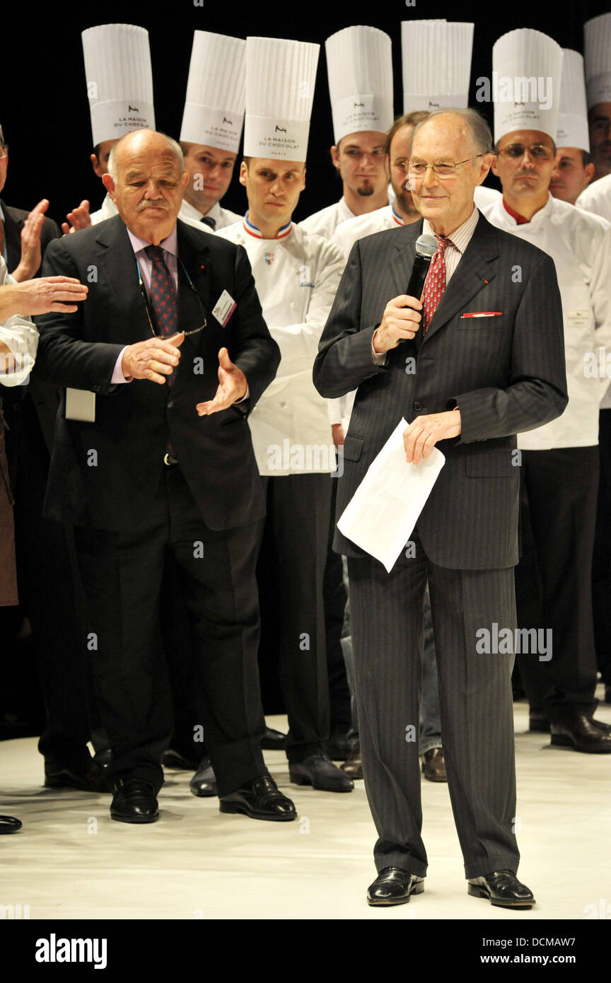Pierre Troigros and Robert Linxe the 'Salon du Chocolat 2011' chocolate ...