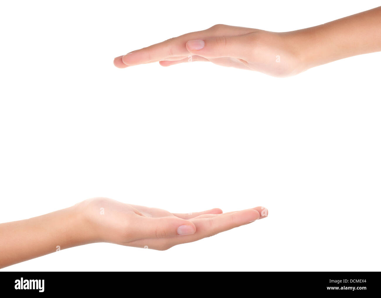 Empty open hand isolated on white background Stock Photo - Alamy