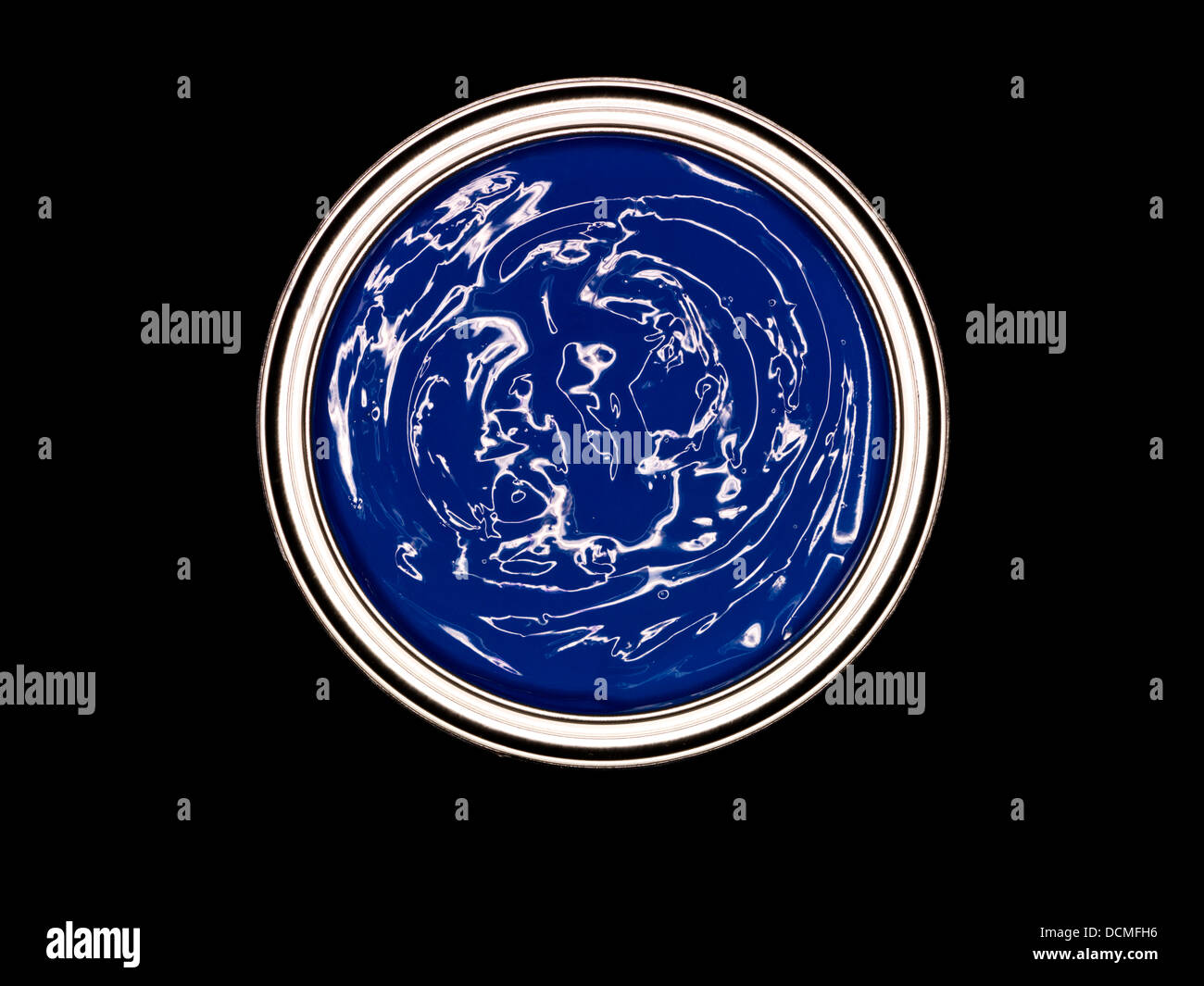 Blue Paint can from above Stock Photo - Alamy