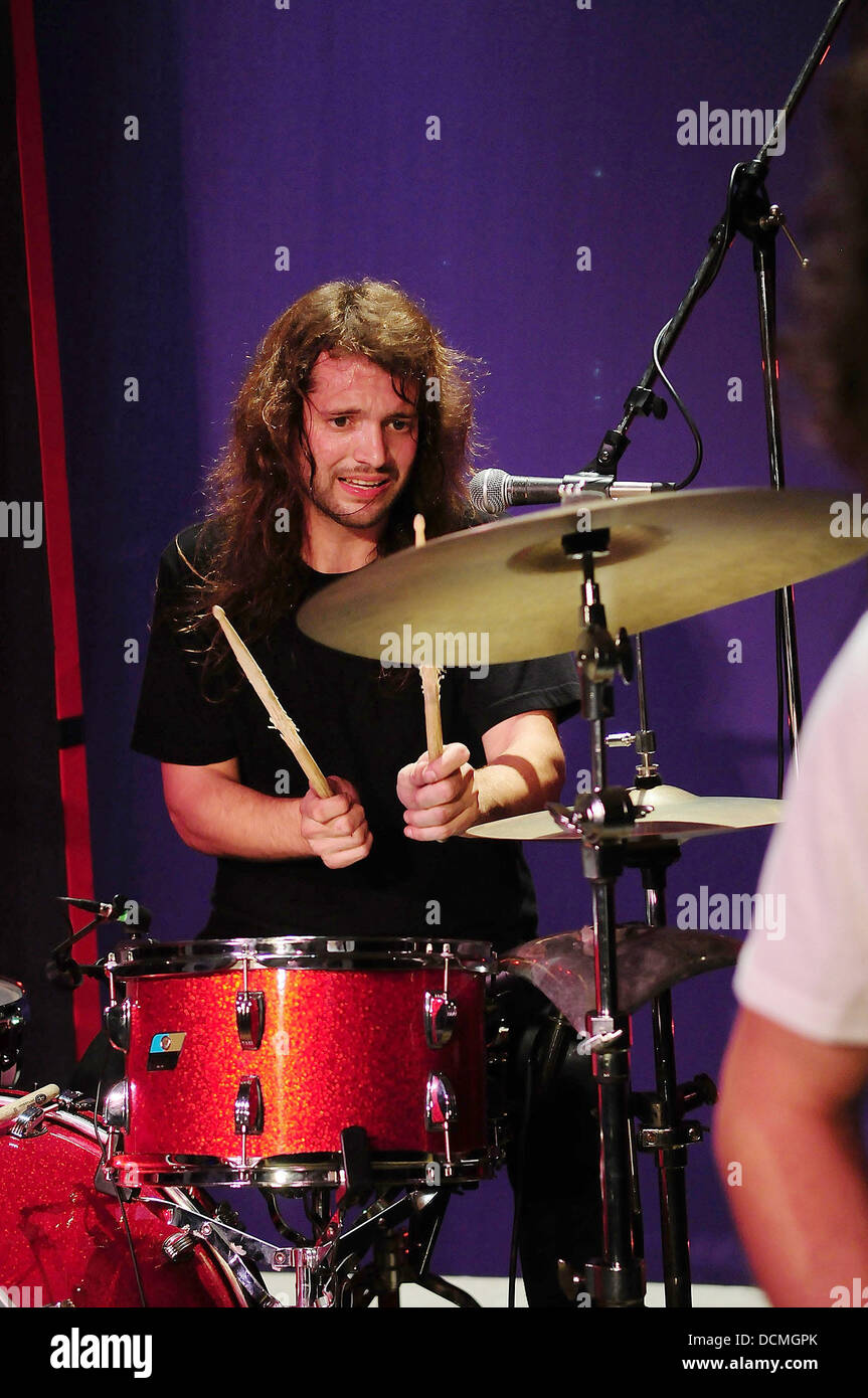 Drummer Grant Wilson of rock group The Click Clack Boom performs after ...