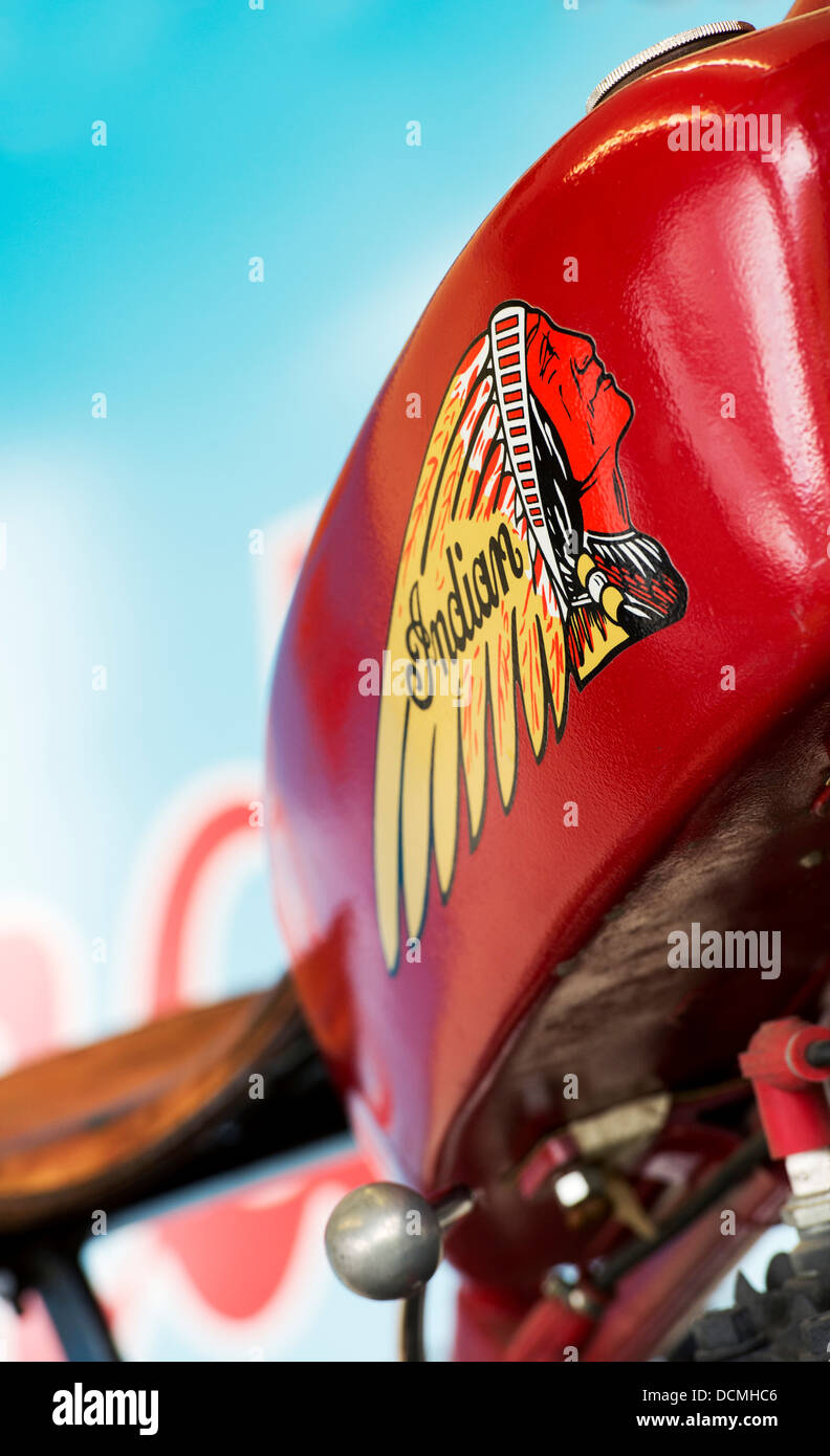 Vintage Indian motorcycle tank. Classic American motorcycle. Bike used ...