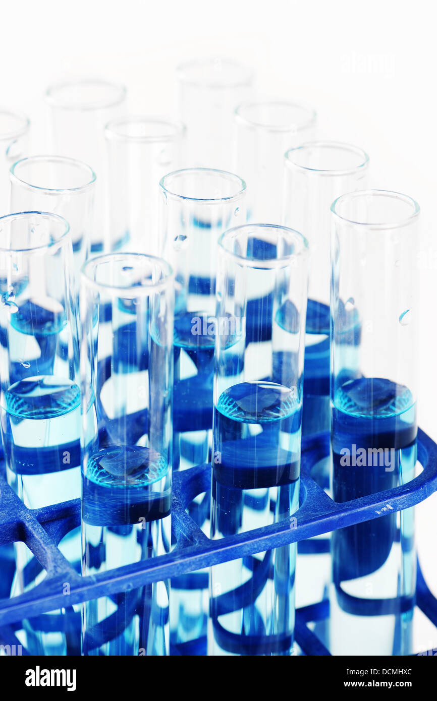 Test tubes with blue liquid Stock Photo - Alamy