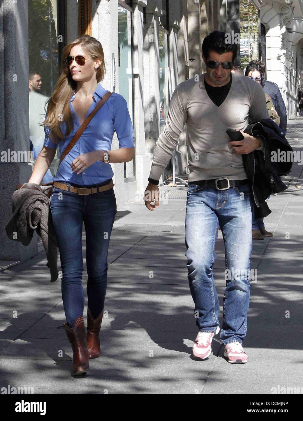 Luis Figo shopping with his wife Helen Svedin in Madrid Madrid, Spain ...