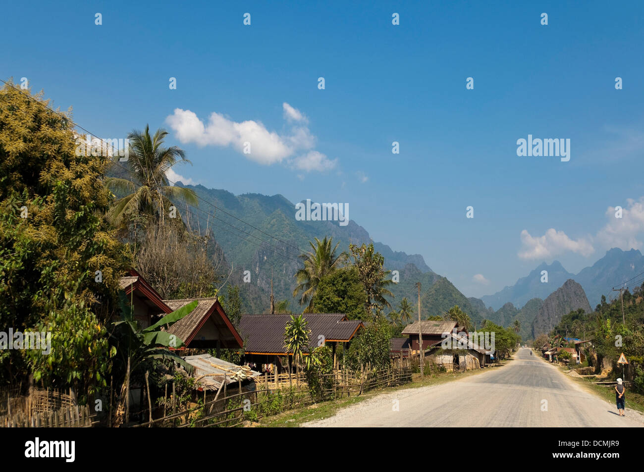 Straight road with palm trees hi-res stock photography and images - Alamy
