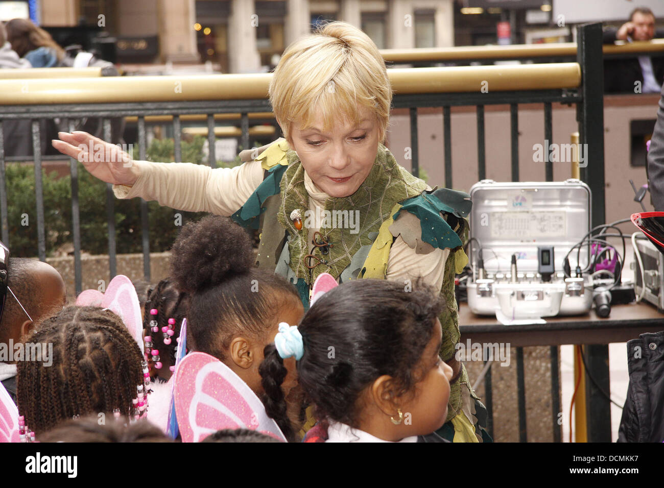 Cathy Rigby in costume as Peter Pan greets children from the Garden of ...