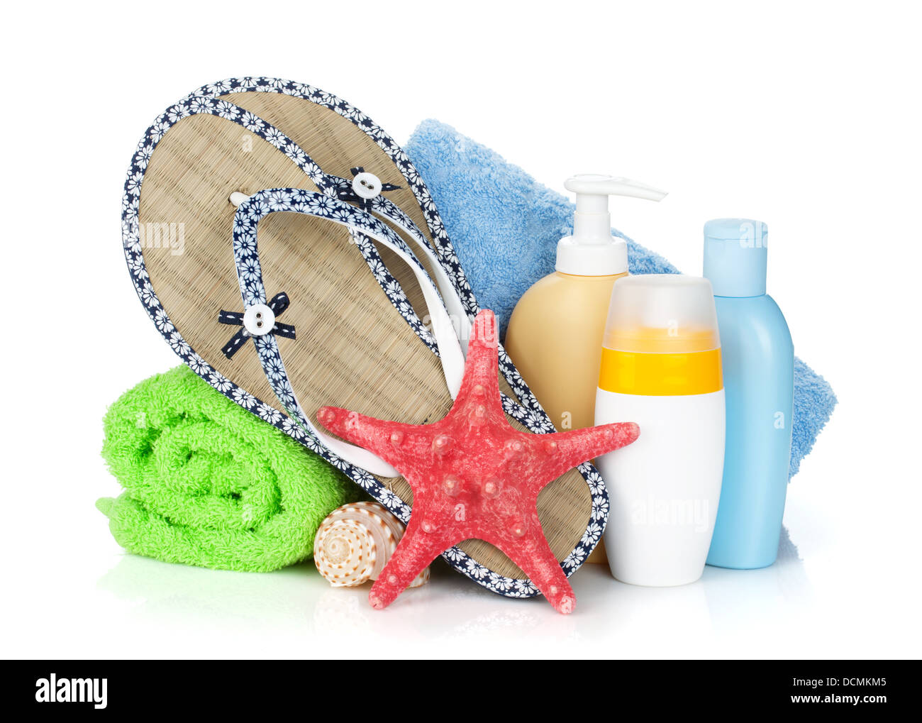 Beach items. Isolated on white background Stock Photo - Alamy