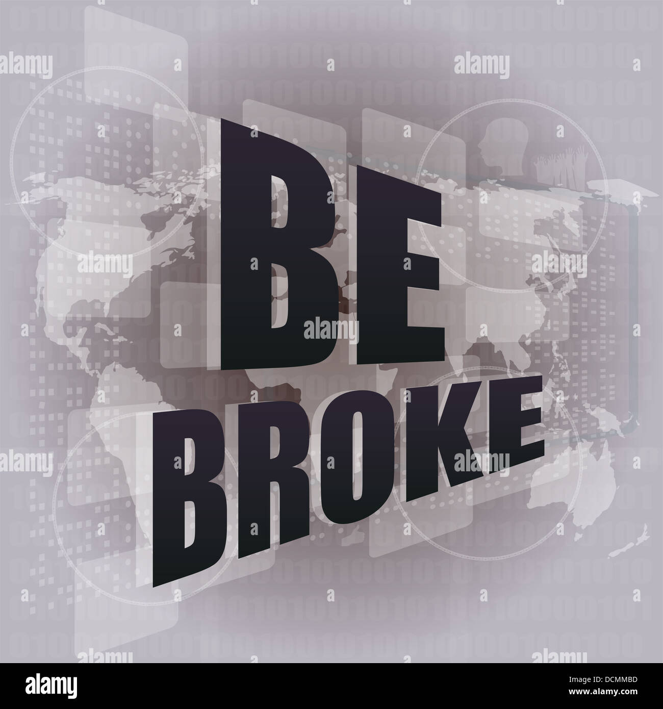 touch screen interface with be broke words Stock Photo - Alamy