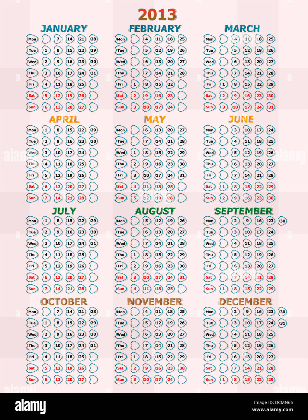 Calendar for 2013 on textile background Stock Photo - Alamy