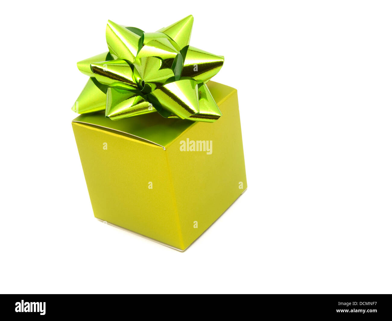 green gift box with ribbons Stock Photo - Alamy