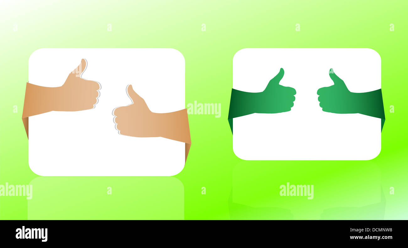 Set of human hands on empty blank paper Stock Photo - Alamy