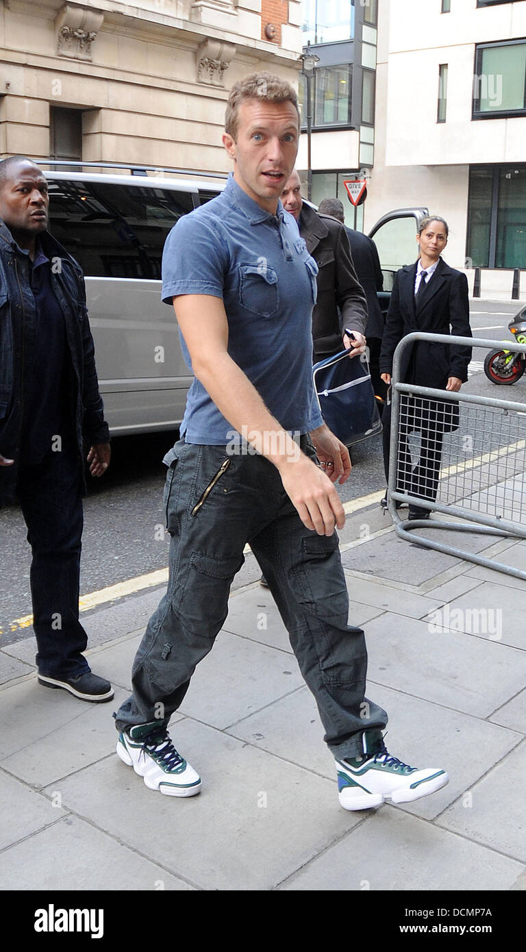Chris Martin of Coldplay outside the BBC Radio 2 studios London ...