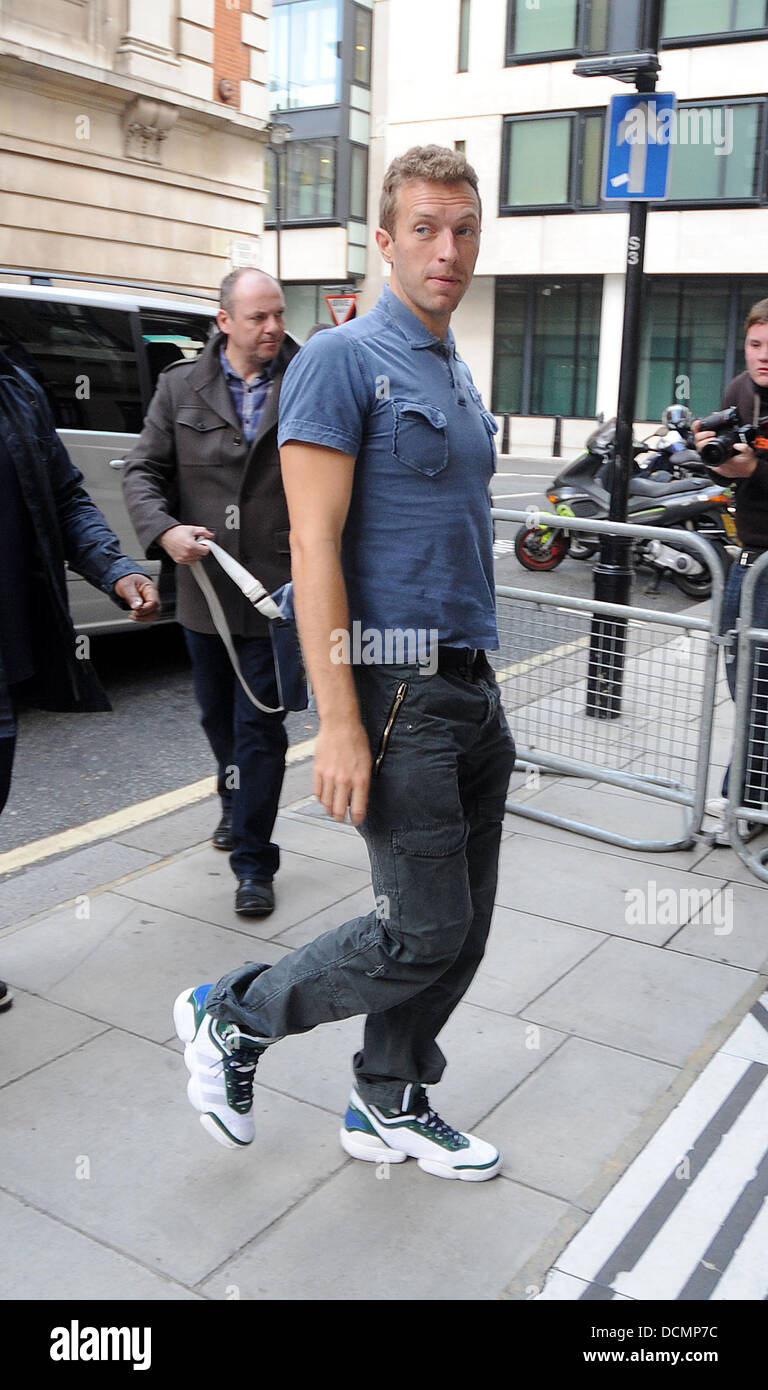 Chris Martin of Coldplay outside the BBC Radio 2 studios London ...