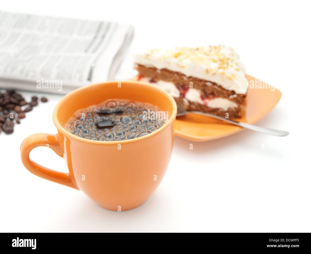 Morning-coffee at the reading of the newspaper Stock Photo - Alamy