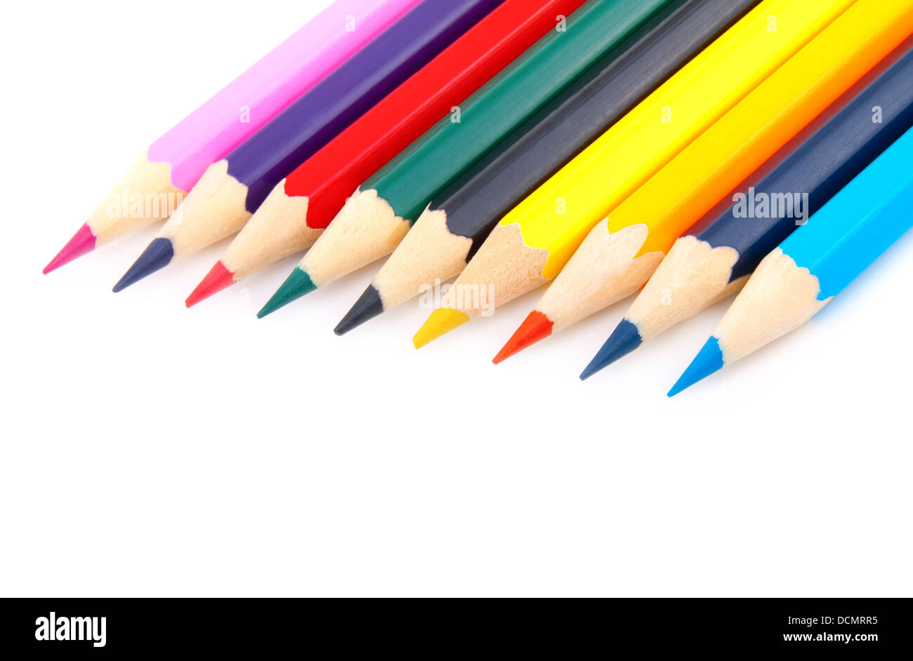 pencils on white background Stock Photo - Alamy