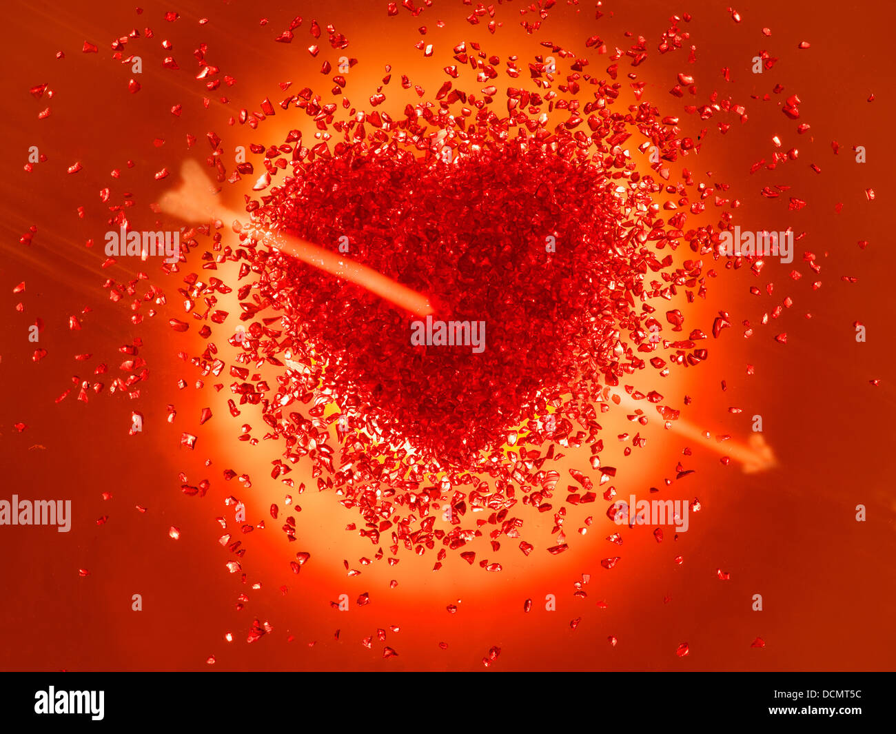 Hot red Heart pierced with an arrow Stock Photo - Alamy