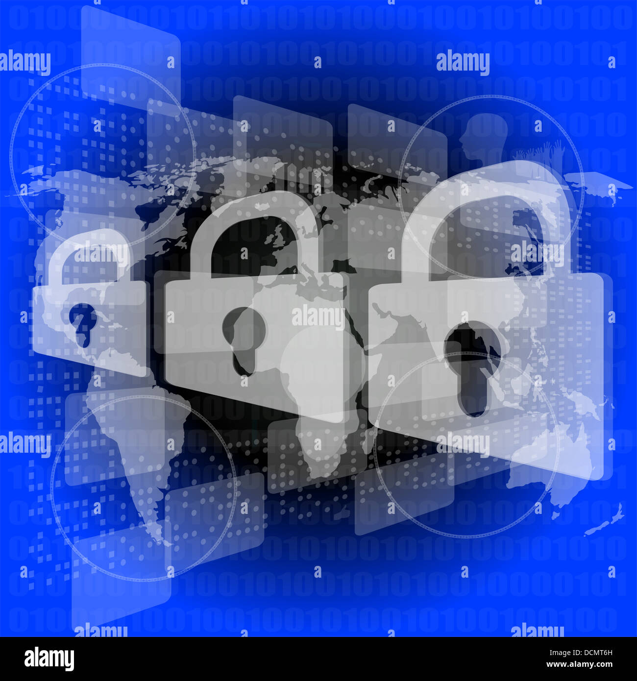 Security concept: Lock on digital screen Stock Photo - Alamy