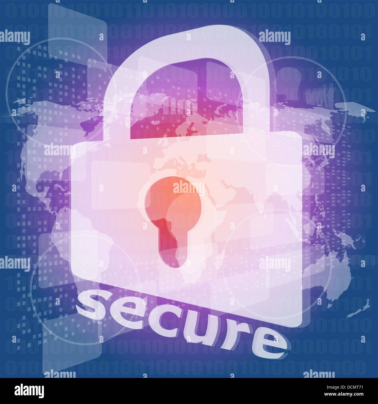 Security concept: Lock on digital screen Stock Photo - Alamy