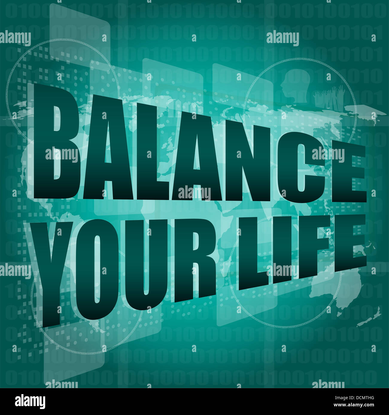Life style concept: words balance you life on digital screen Stock ...