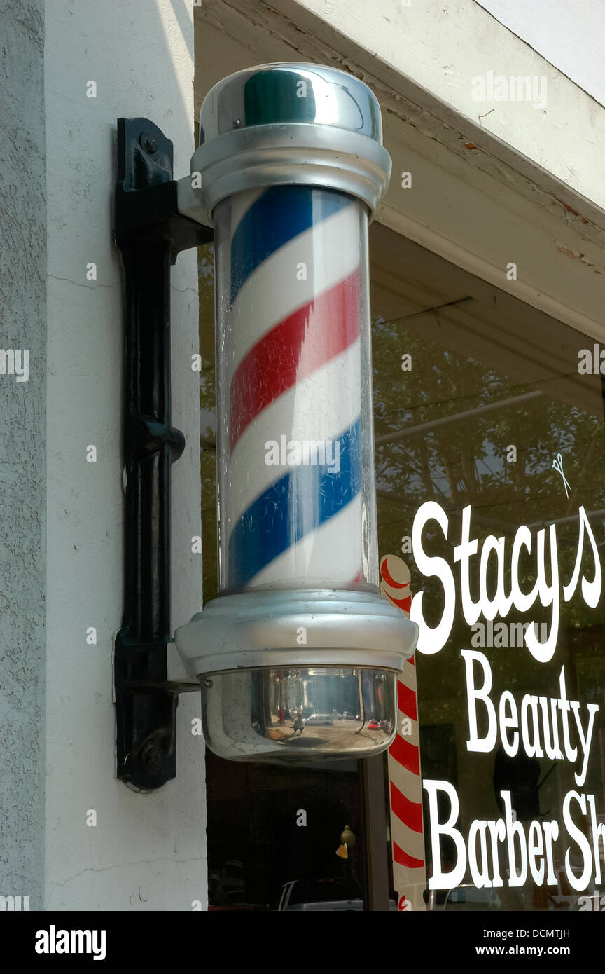 Barber shop pole in small hi-res stock photography and images - Alamy