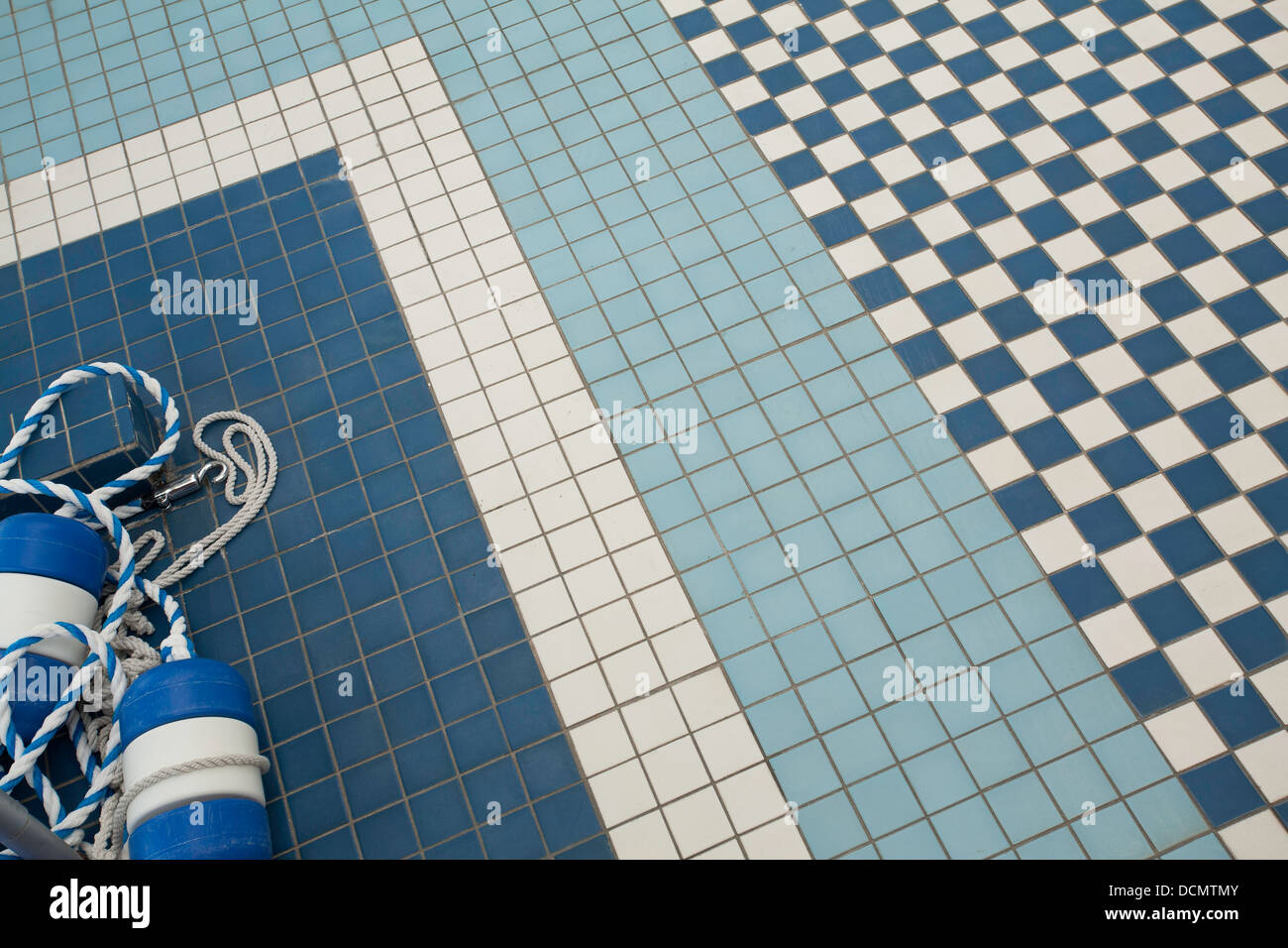 Lively patterns of an indoor swimming pool tiled floor with lane Stock ...