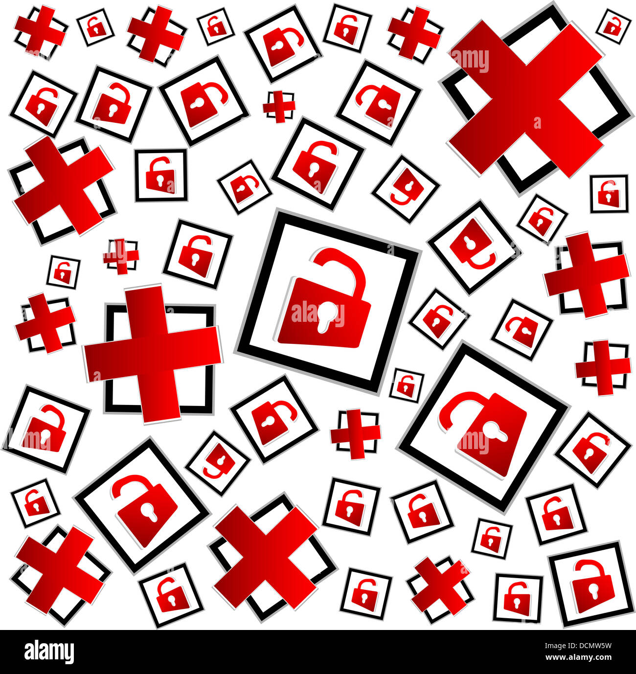 red check box with check mark and padlock Stock Photo - Alamy