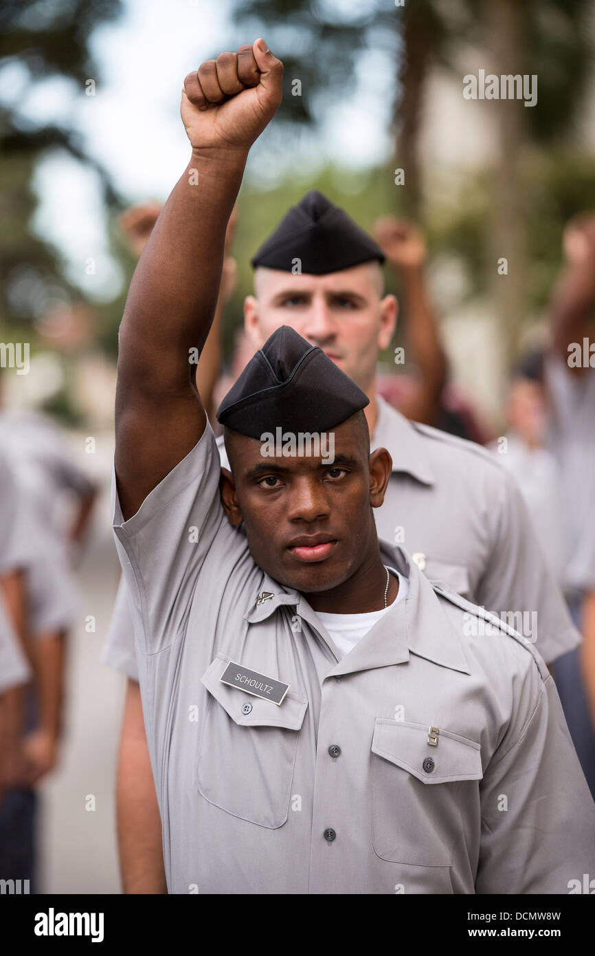 Citadel freshmen known as knobs in their new uniforms worn for the ...