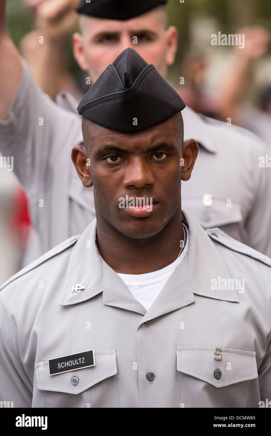 Citadel freshmen known as knobs in their new uniforms worn for the ...