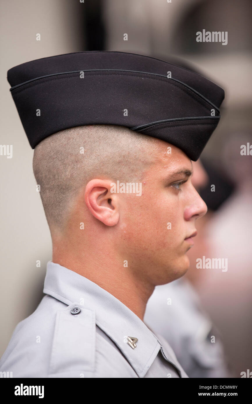 Citadel freshman known as a knob in his new uniform worn for the first ...