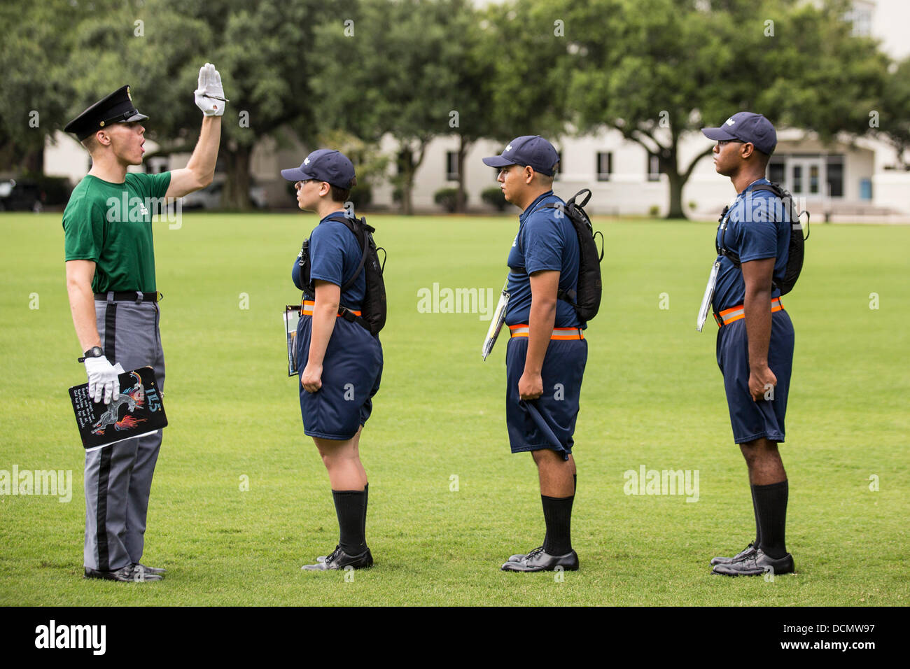Citadel freshmen known as knobs are instructed by an upperclassman on ...
