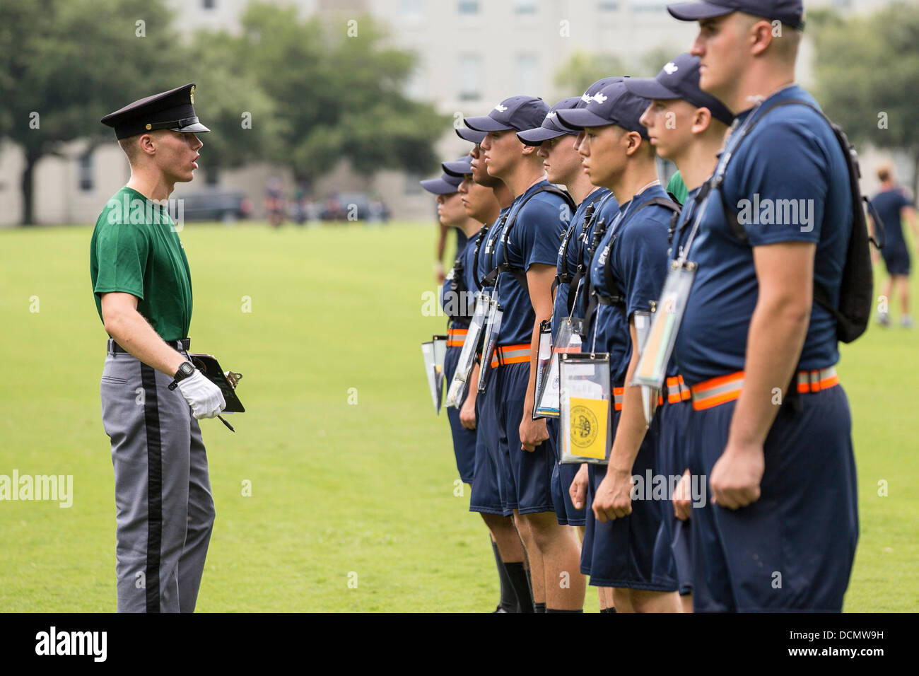 Citadel freshmen known as knobs are instructed by an upperclassman on ...