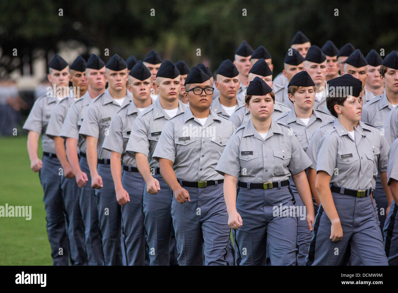 Citadel freshmen known as knobs march in close formation in their new ...