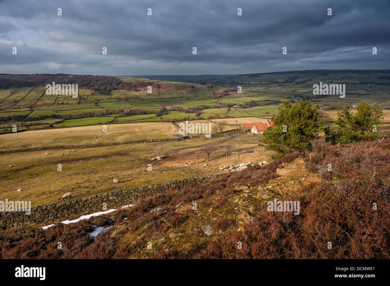 Farmhouse in the North York Moors in winter near the village of ...