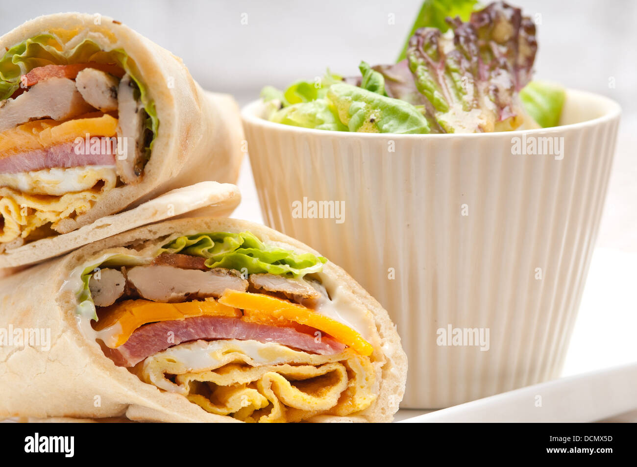 club sandwich pita bread roll Stock Photo - Alamy