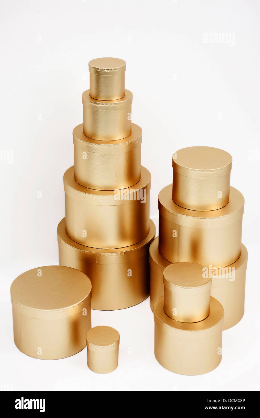 piles of golden boxes Stock Photo - Alamy