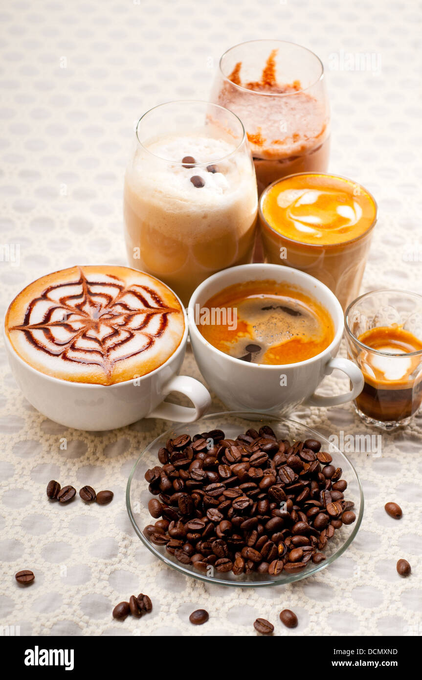 selection of different coffee type Stock Photo - Alamy