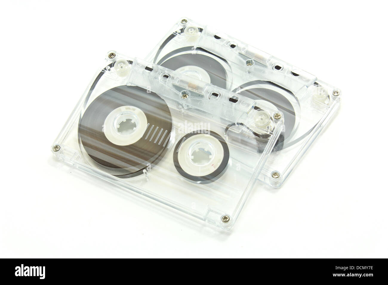 Two transparent cassete tape isolate on white background Stock Photo ...