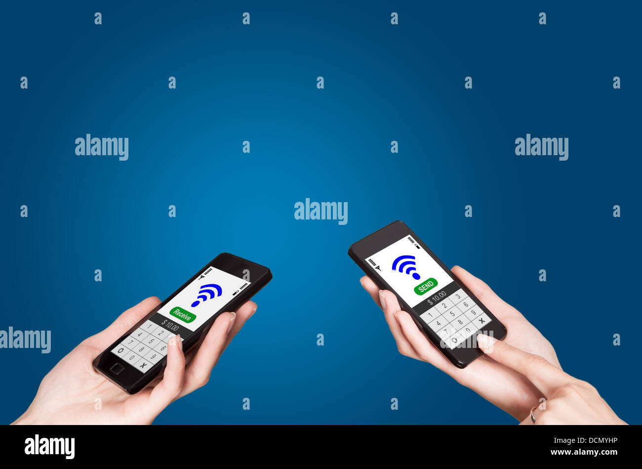 Two smart phones technology transfer hi-res stock photography and ...