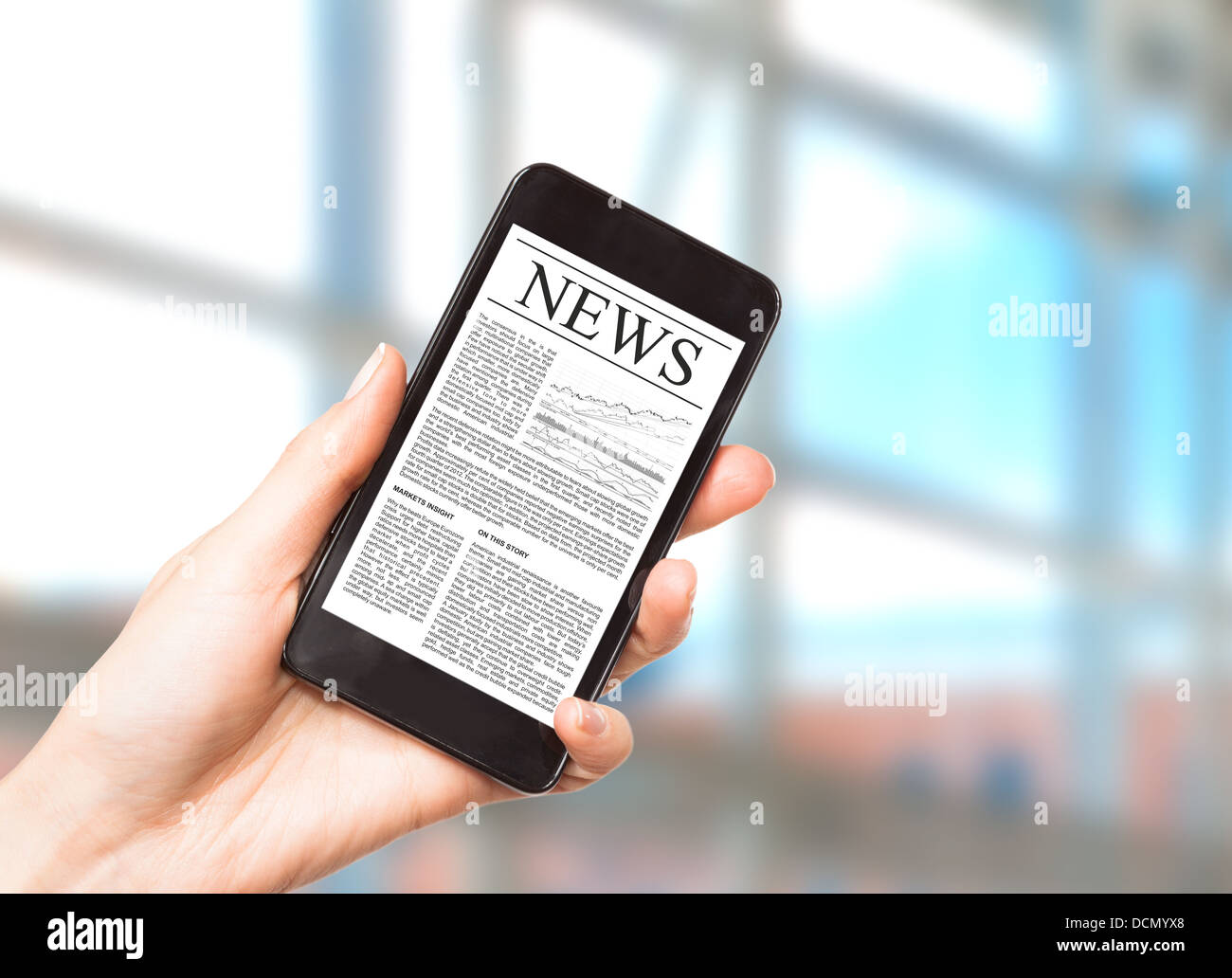 News on mobile phone, smart phone. Isolated on white Stock Photo - Alamy